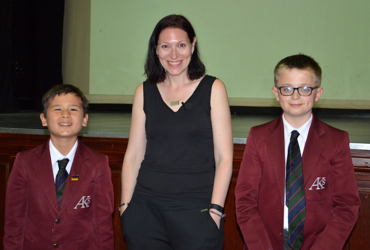 Natalie Haynes with Jonah Crouch (L) and – Lytham St Annes CA